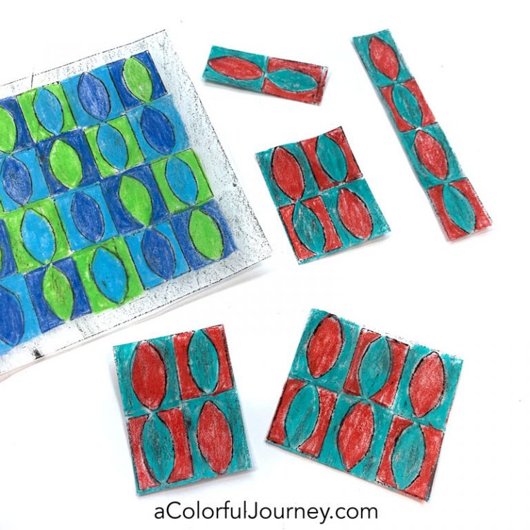 Crayon Rubbing and Pattern Play with a Stencil - Carolyn Dube